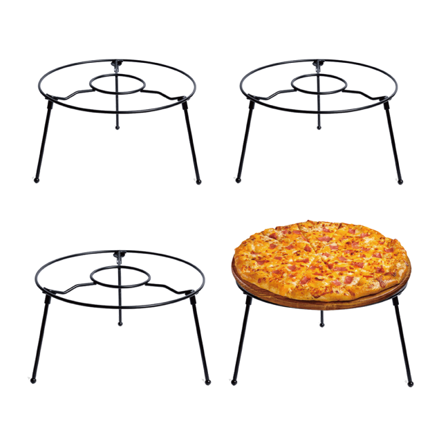 HOHIYA 4 Pcs Pizza Holder Stand Rack Pan Risers 9 Inch Black