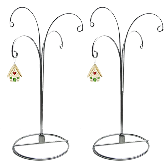 Ornament Display Stand Holder Christmas Hook Hanger Silver 2pcs | Hohiya